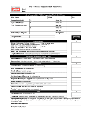 Fillable Online westcoastkartclub Pre-Technical Inspection Self ...