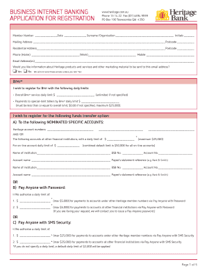 Fillable Online BUSINESS INTERNET BANKING APPLICATION FOR REGISTRATION ...