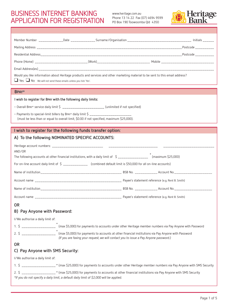 Fillable Online BUSINESS INTERNET BANKING APPLICATION FOR REGISTRATION ...