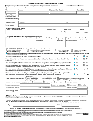 Fillable Online BTRAFFORDSb AVIATION PROPOSAL FORM Fax Email Print ...