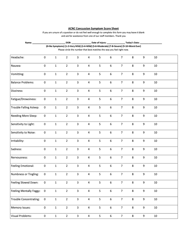 Concussion Symptom Score Sheet Pdf Fill Out Sign Online DocHub Concussion Symptom Score Sheet Pdf Fill Out Sign Online DocHub