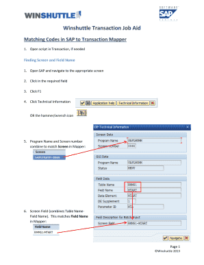 Fillable Online Matching Codes in SAP to Transaction Mapper Fax Email ...