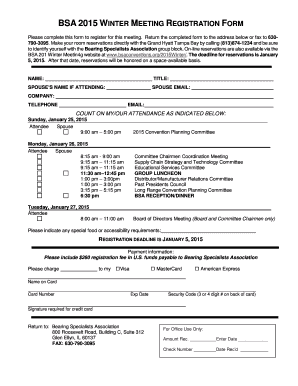 Fillable Online BSA 1999 FALL MEETING REGISTRATION FORM Fax Email Print ...