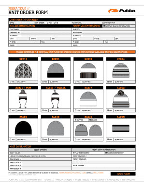 Fillable Online KNIT ORDER FORM Fax Email Print - pdfFiller