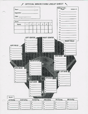 Fillable Online Minor Farm Fielding amp Batting Lineup - Abington ...