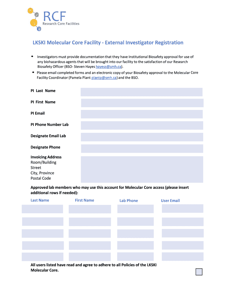 Fillable Online stmichaelshospitalresearch External PI registration ...
