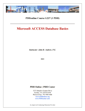Fillable Online Microsoft ACCESS Database Basics - PDH Online Fax Email Print - pdfFiller