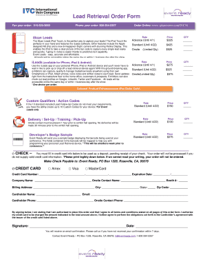 Fillable Online Lead Retrieval Order Form - International Vein Congress Fax Email Print - pdfFiller