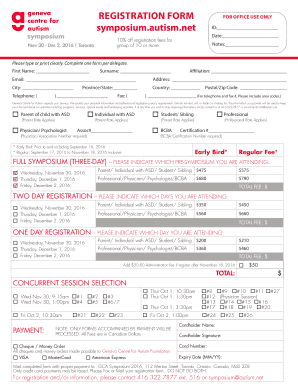 Fillable Online symposium autism REGISTRATION FORM bsymposiumbbautismb ...