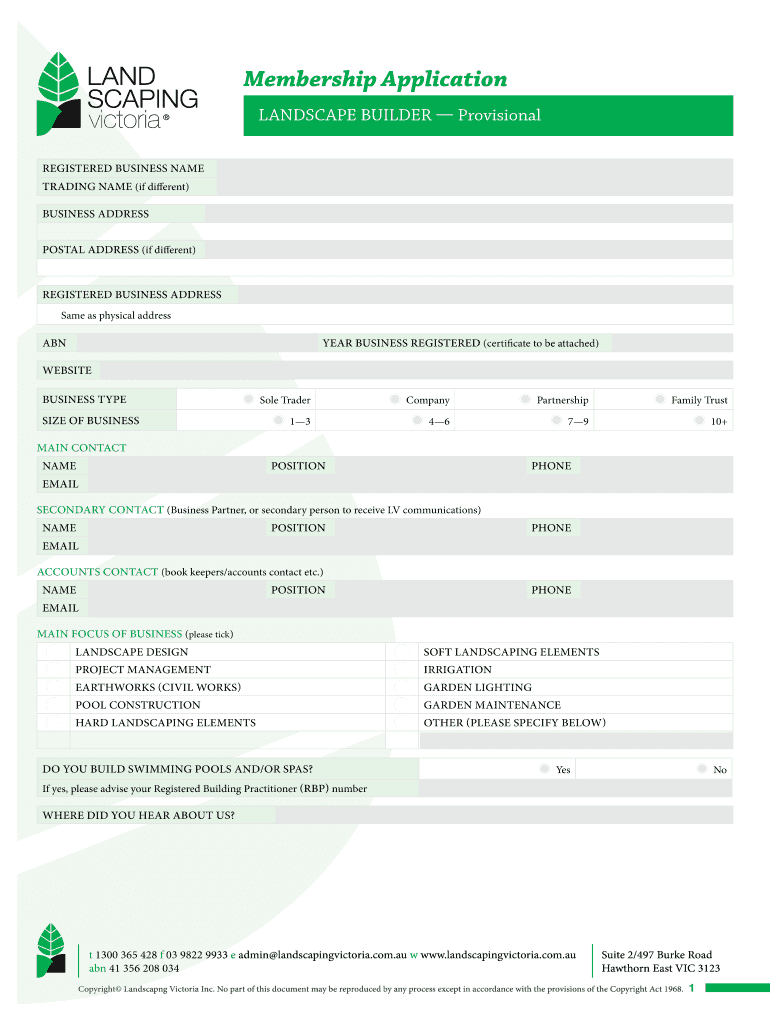 Fillable Online Provisional Membership Fees: $240 Membership Fees are invoiced and payable upon ...