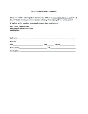 Fillable Online cityofclemson Rental Housing Occupancy List Request Please complete the ...