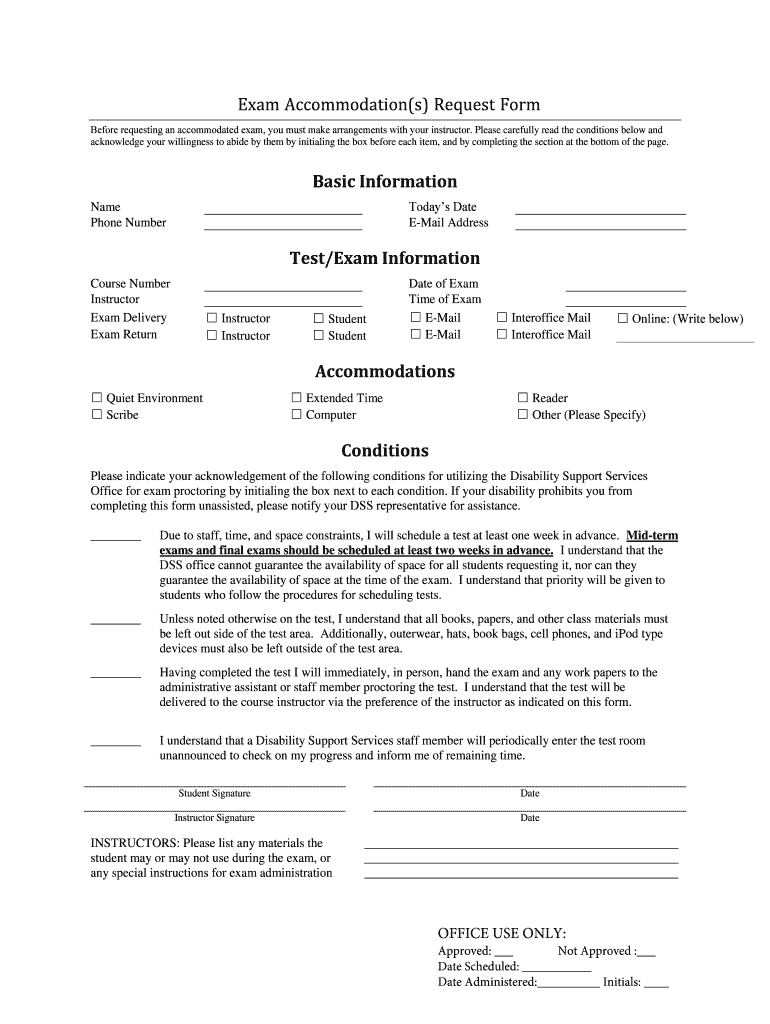 Fillable Online swtjc Exam Accommodation(s) Request Form Fax Email ...
