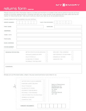 Fillable Online mymemory co Returns form - bmymemorybbcobbukb - mymemory co Fax Email Print ...
