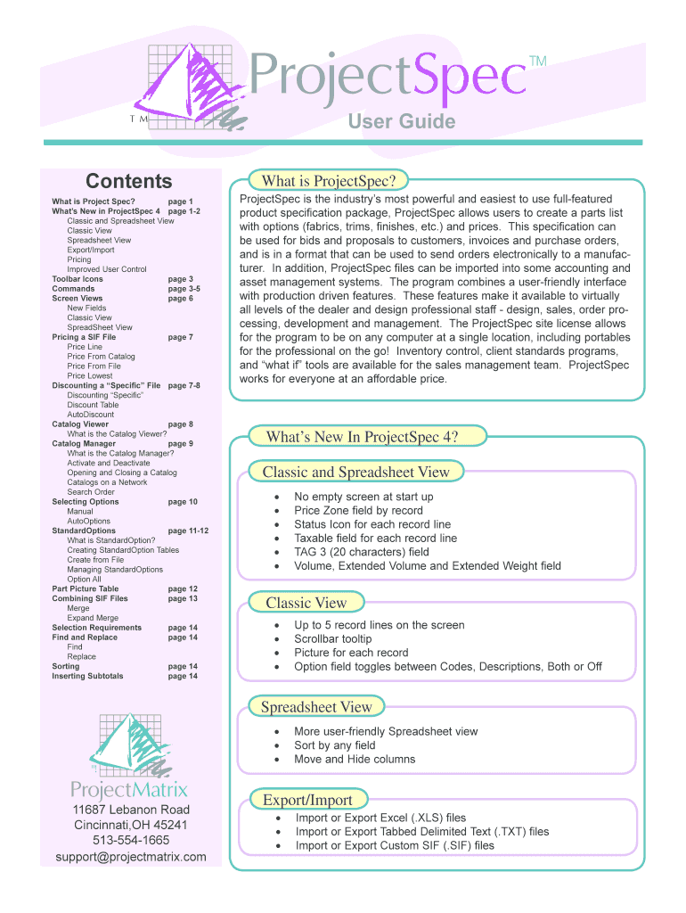 Fillable Online What is Project Spec Fax Email Print - pdfFiller