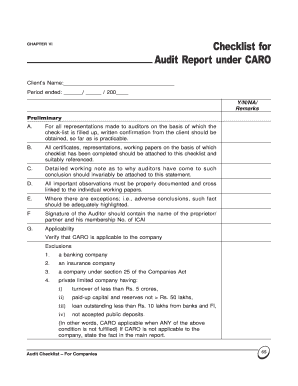 Caro Checklist - Fill Online, Printable, Fillable, Blank | pdfFiller