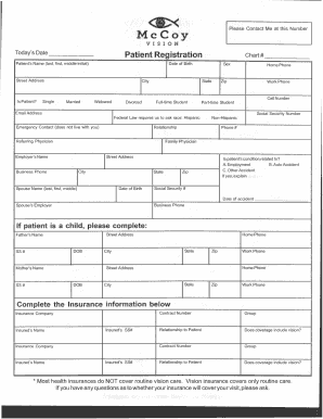 Fillable Online mccoyvision Chart# -- - McCoy Vision - mccoyvision Fax ...