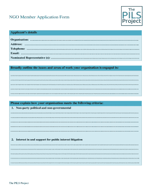 Fillable Online pilsni NGO Member Application Form - bpilsnibborgb Fax ...