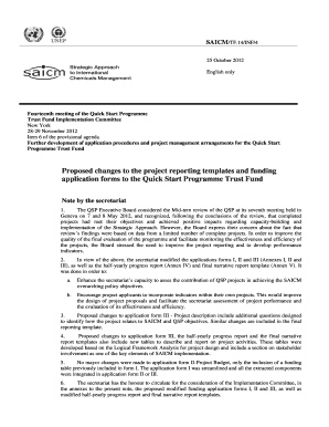 Fillable Online saicm Proposed changes to the project reporting ...