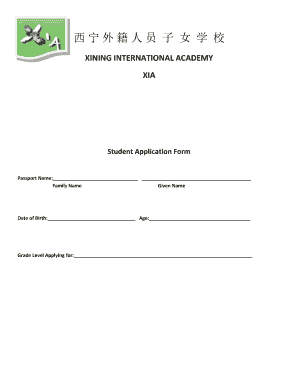 Fillable Online xiningxia New Student Admissions Procedures and Application Form - xiningxia Fax ...