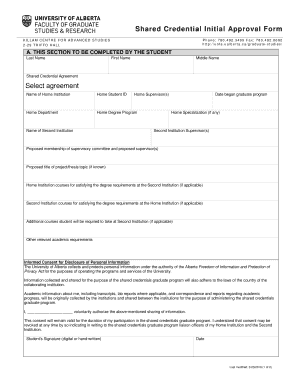 Fillable Online uofa ualberta Shared Credential Initial Approval Form - University of Alberta ...
