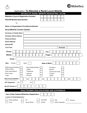 Fillable Online midwiferyrecruitment org Application: To Become a Rural ...