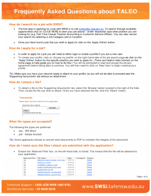 Fillable Online Frequently Asked Questions about TALEO Fax Email Print - pdfFiller