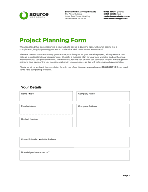 Fillable Online sourcedesign co Project Planning Form - Source Design ...