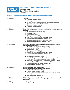 Fillable Online PRINTED MATERIALS TIMELINE - SAMPLE Fax Email Print ...