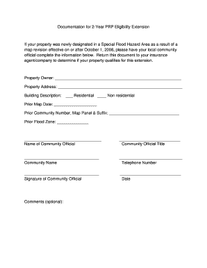 Fillable Online Documentation for 2- Year PRP Eligibility Extension Fax ...