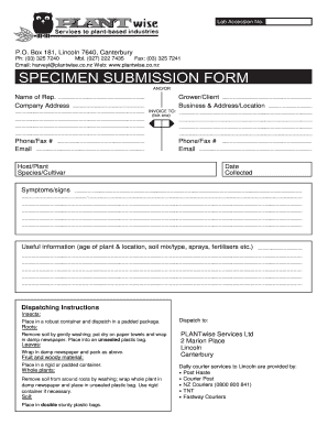 Fillable Online plantwise co SPECIMEN SUBMISSION FORM - bPLANTwiseb - plantwise co Fax Email ...