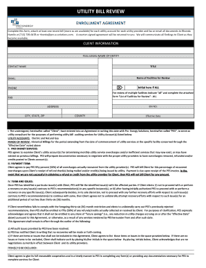 Fillable Online Utility Bill Review Enrollment Agreement Fax Email ...