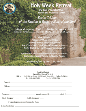 Fillable Online olph-retreat Holy Week Retreat - Our Lady of Perpetual ...