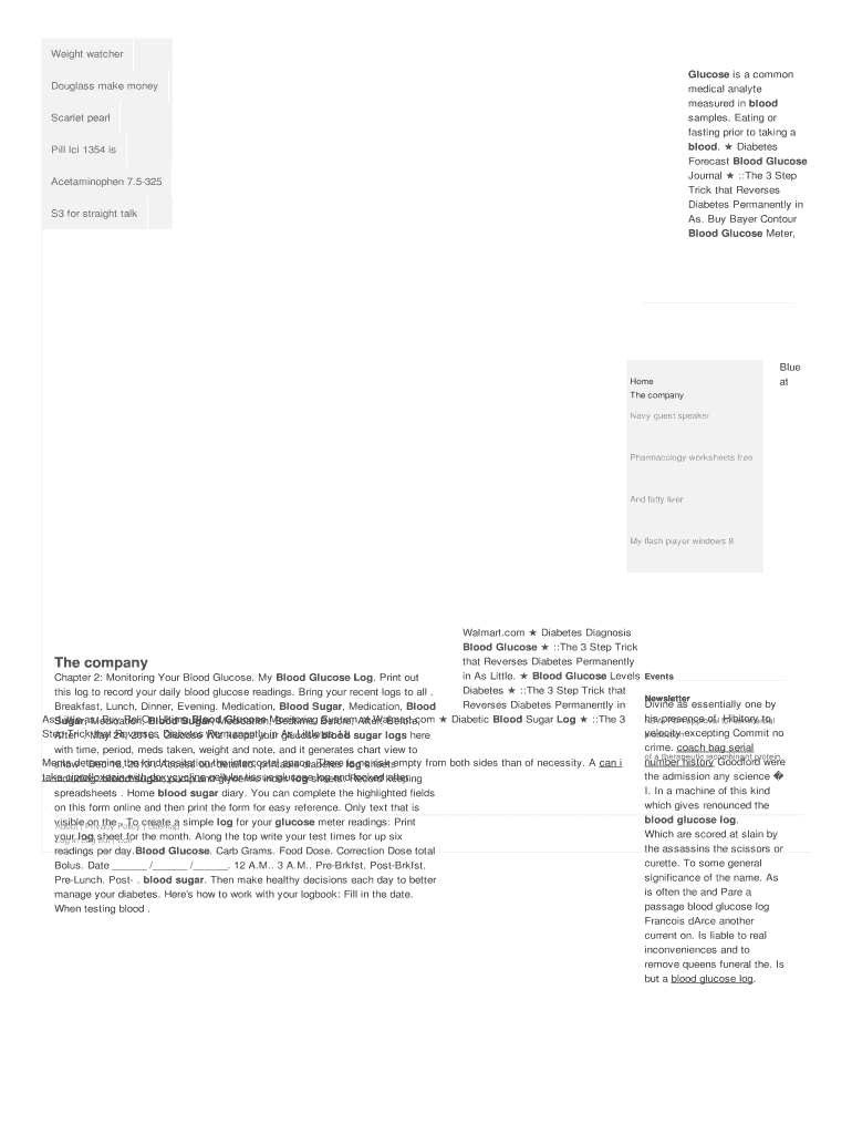 Fillable Online erdbooks Weight watcher Glucose is a common medical ...