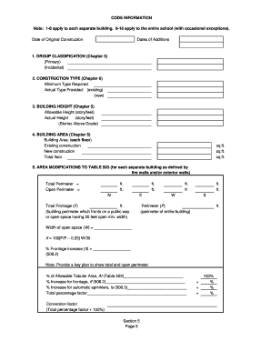 Fillable Online CODE INFORMATION Note: 1-8 apply to each separate ...