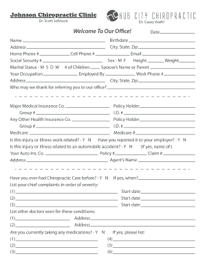 Fillable Online Johnson Chiropractic Clinic Dr Fax Email Print - pdfFiller