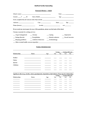 Fillable Online Form 24 Initial Assessment Adult - Stafford Family ...