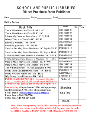 Fillable Online peanutbutterpress SCHOOL AND PUBLIC LIBRARIES Direct ...
