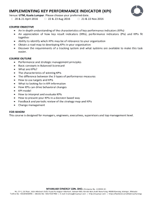 Fillable Online IMPLEMENTING KEY PERFORMANCE INDICATOR KPI Fax Email ...
