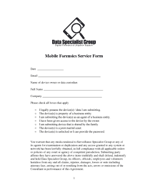 Fillable Online Mobile Forensics Service Form - Fax Email Print - pdfFiller