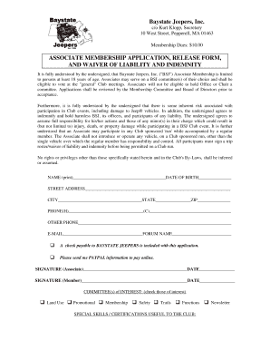 Fillable Online ASSOCIATE MEMBERSHIP APPLICATION RELEASE FORM AND ...