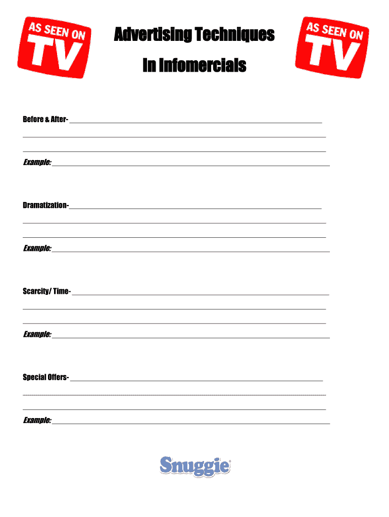 Fillable Online Advertising Techniques In Infomercials - bWikispacesb ...