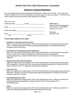 Fillable Online Double Oak West Oaks Homeowners Association Fax Email ...