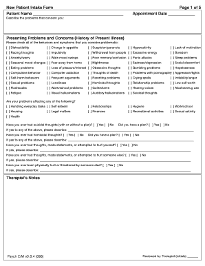 Fillable Online New Patient Intake Form Page 1 of 5 Patient Name Fax ...