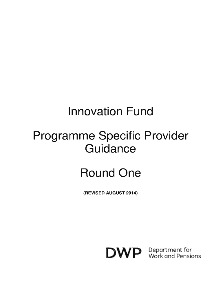 Fillable Online Innovation Fund Programme Specific Provider Guidance ...
