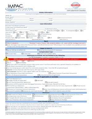 Fillable Online FHA Submission Checklist - Wholesale Lender Fax Email ...