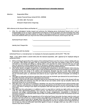 Fillable Online Letter of Authorisation and Authorised Person's ...