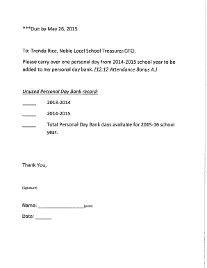 Fillable Online gozeps Personal Leave Carryover Request bFormb - Noble ...