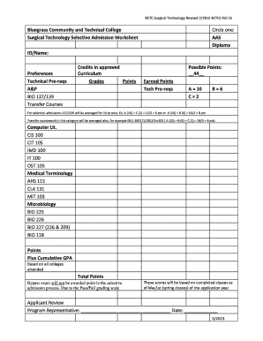 Fillable Online BCTC Surgical Technology Advising Notes - Bluegrass ...