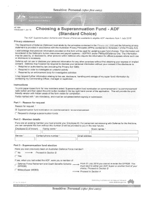 Fillable Online defence gov ADF Super Choice bFormb - Department of ...