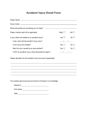 Fillable Online Accident/Injury Detail Form Fax Email Print - pdfFiller